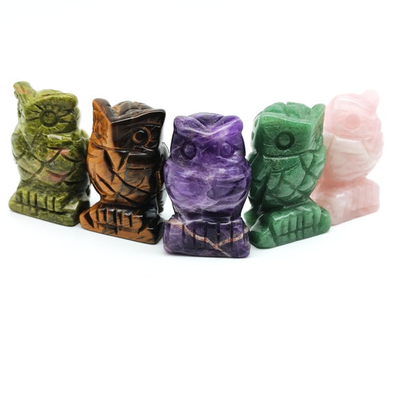 1.5 Inch Owl Hand Carved Sculpture Natural Crystal Stone | Etsy