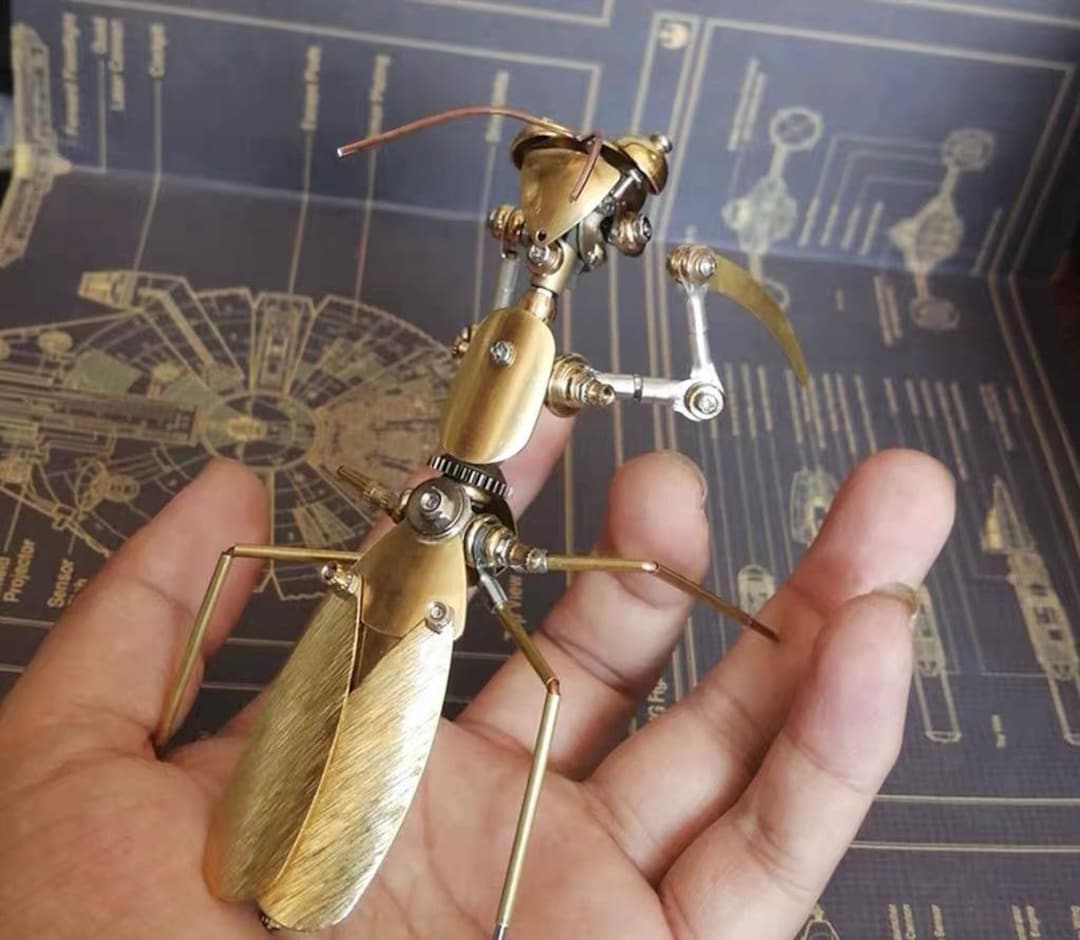 Steampunk Mechanical Mantis | Handcrafted Insect Sculpture | Unique ...
