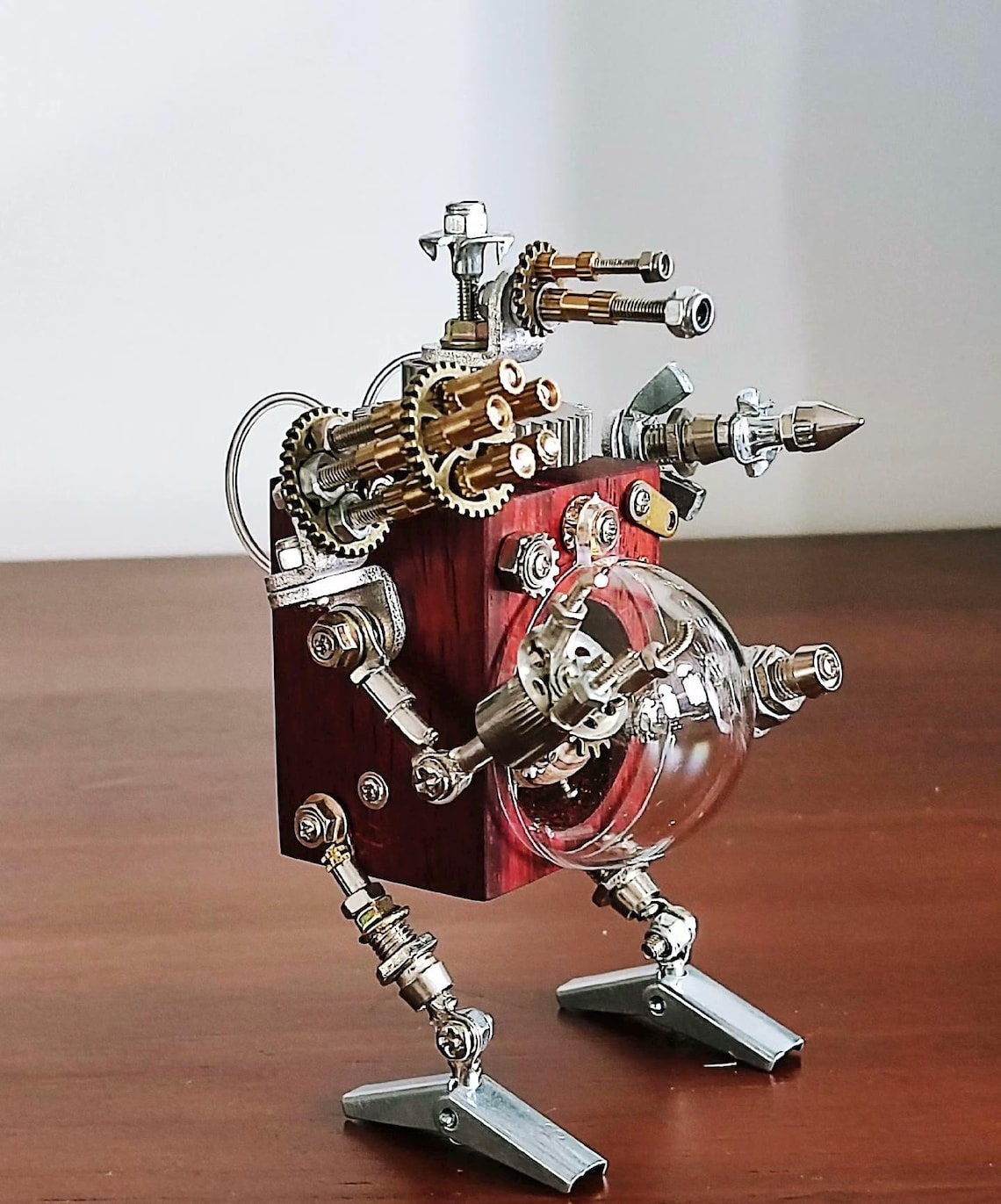 Handcrafted Steampunk Mecha Ornaments,solid Wood and Metal Parts,unique ...