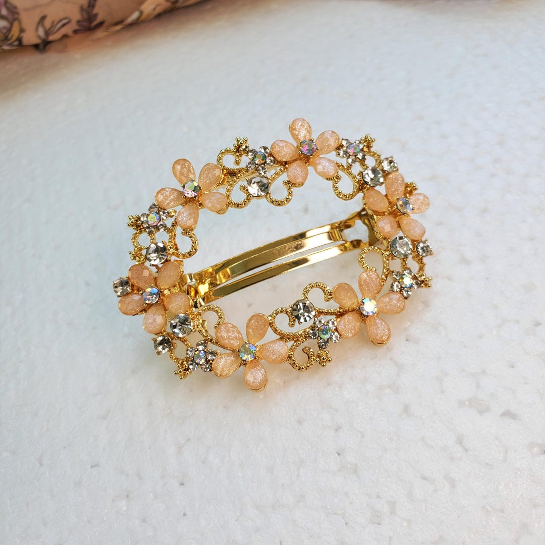 Yellow Gold Barrette*metal Golden Hair Clip*crystals/rhinestones Hair ...