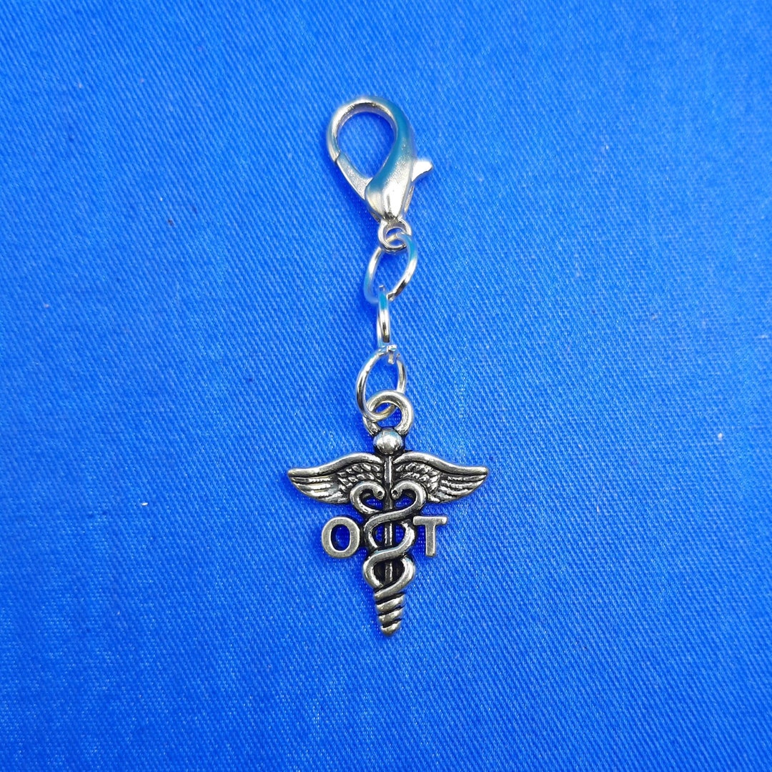 OT Occupational Therapist W/ Caduceus Badge Reel Charm - Zipper Pull ...