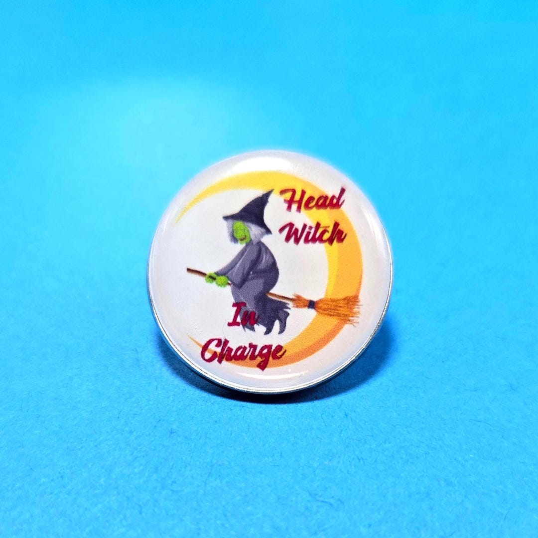 Pin Head Witch in Charge - Halloween - 1" or 1.25" Design PB-H8002D - Etsy