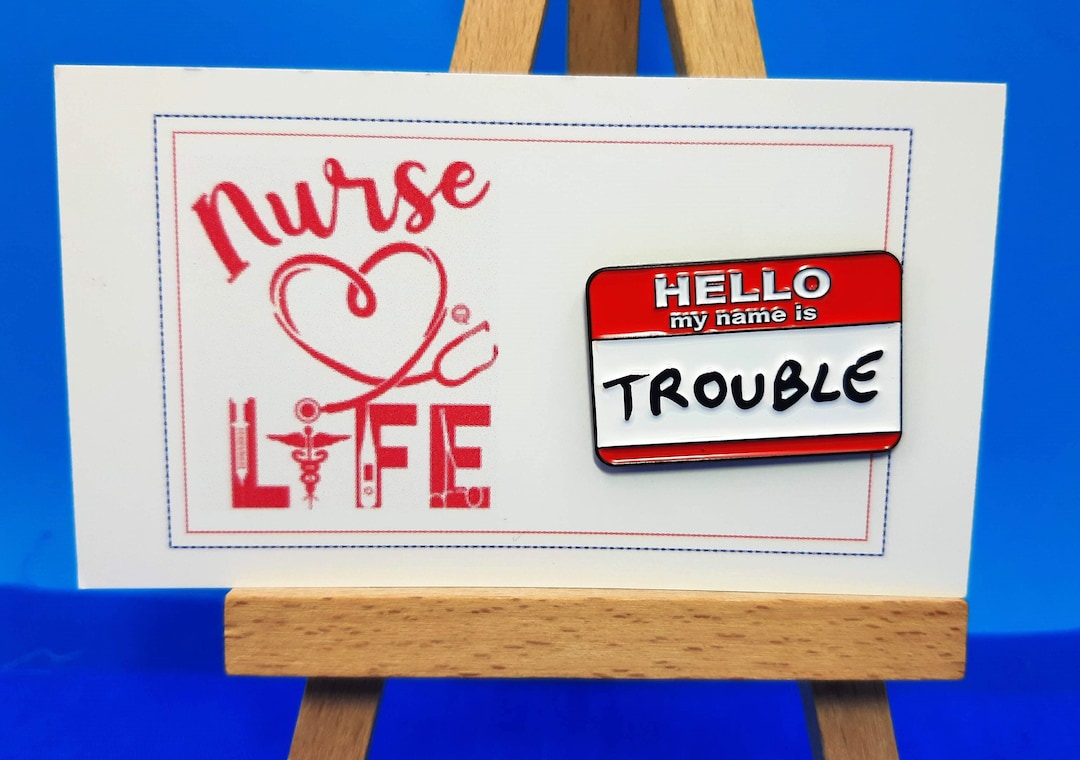 Hello My Name is Trouble Enamel Pin Enamel Pin W/ Gift Cards You Choose ...