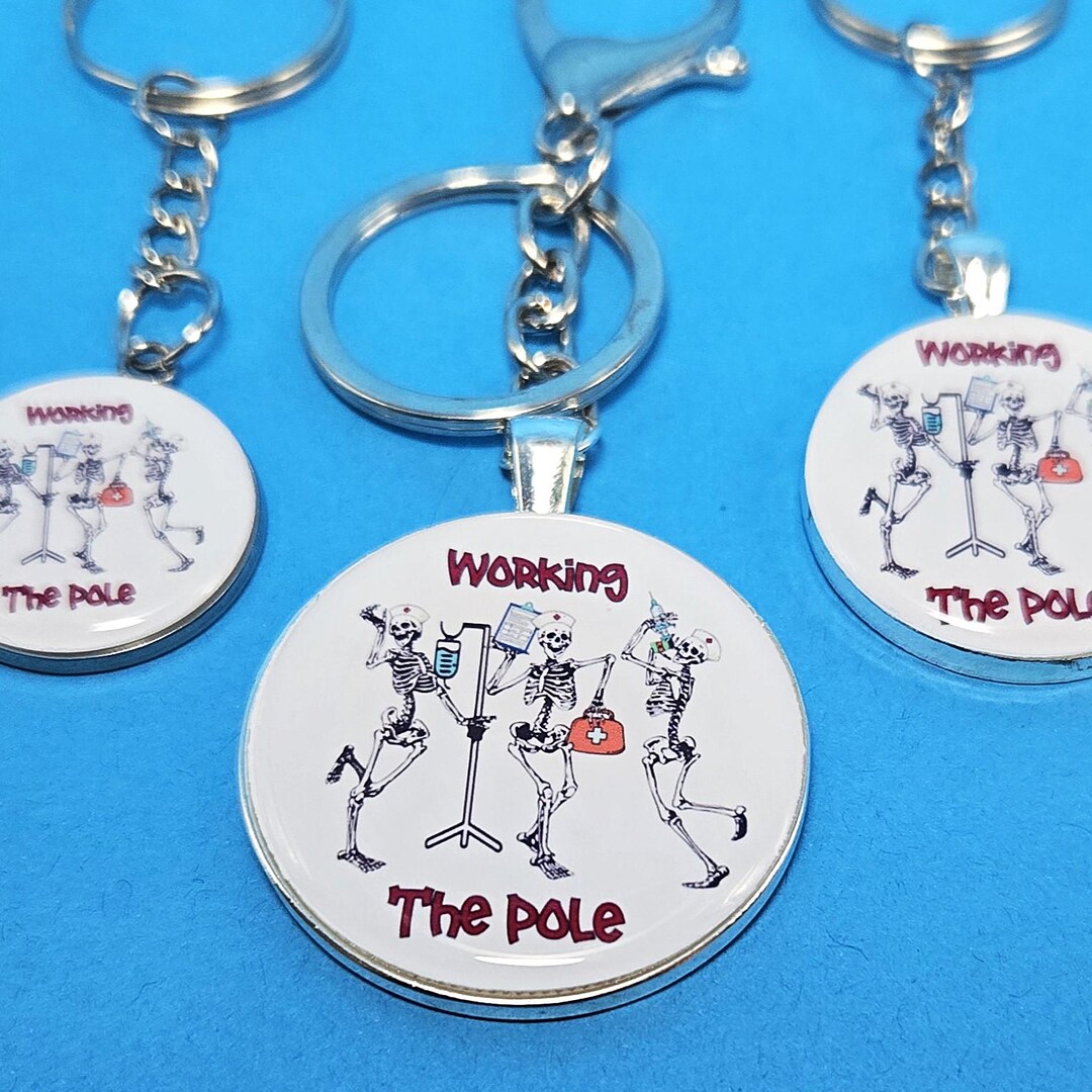 Key Chain Working the Pole Dancing Nurse Skeleton Halloween KC-H8002H ...