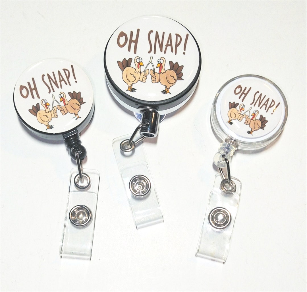 Oh Snap Wishbone Turkey Thanksgiving Badge Reels or Stethoscope ID Tags ...