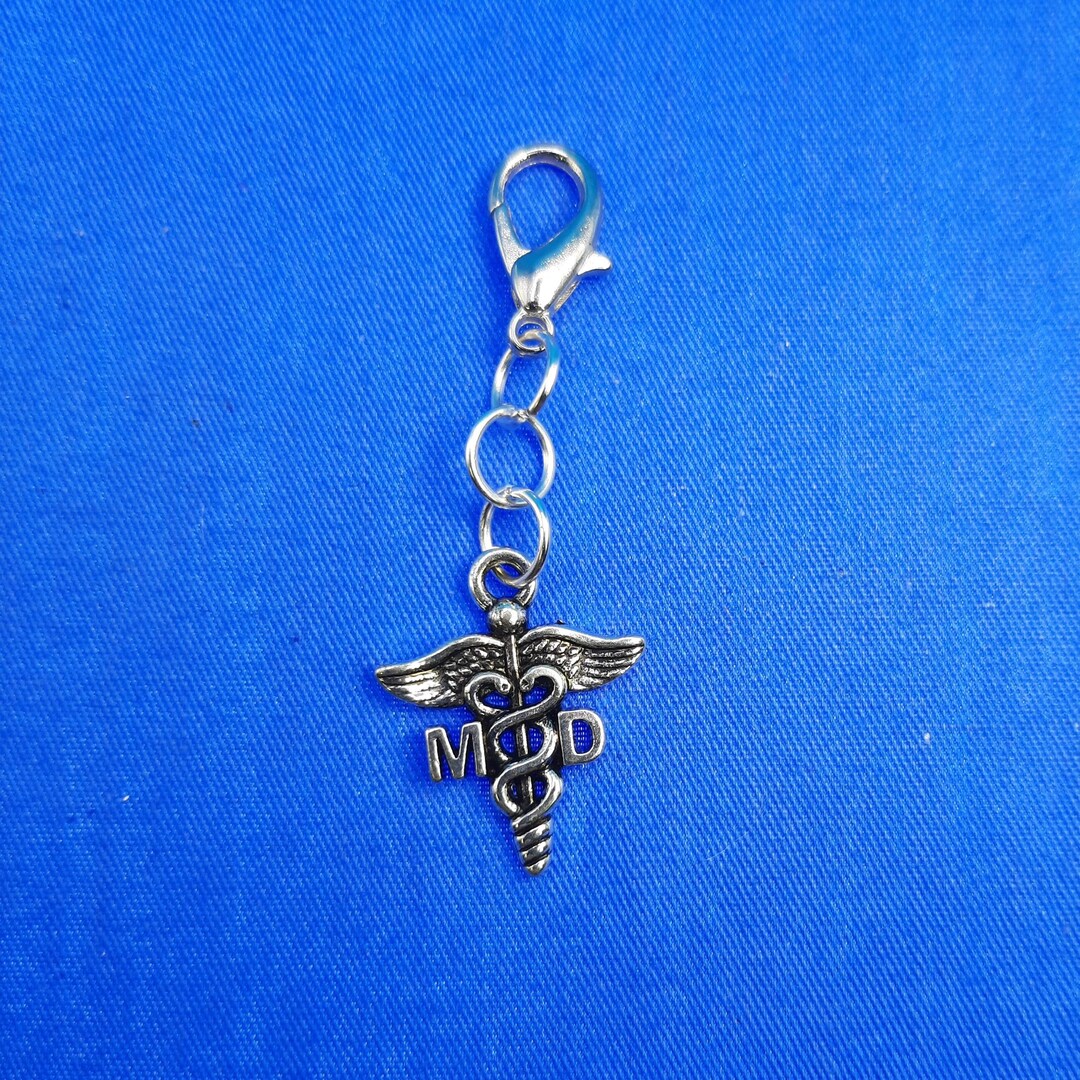 Medical Doctor MS W/ Caduceus Badge Reel Charm - Zipper Pull - Cell ...