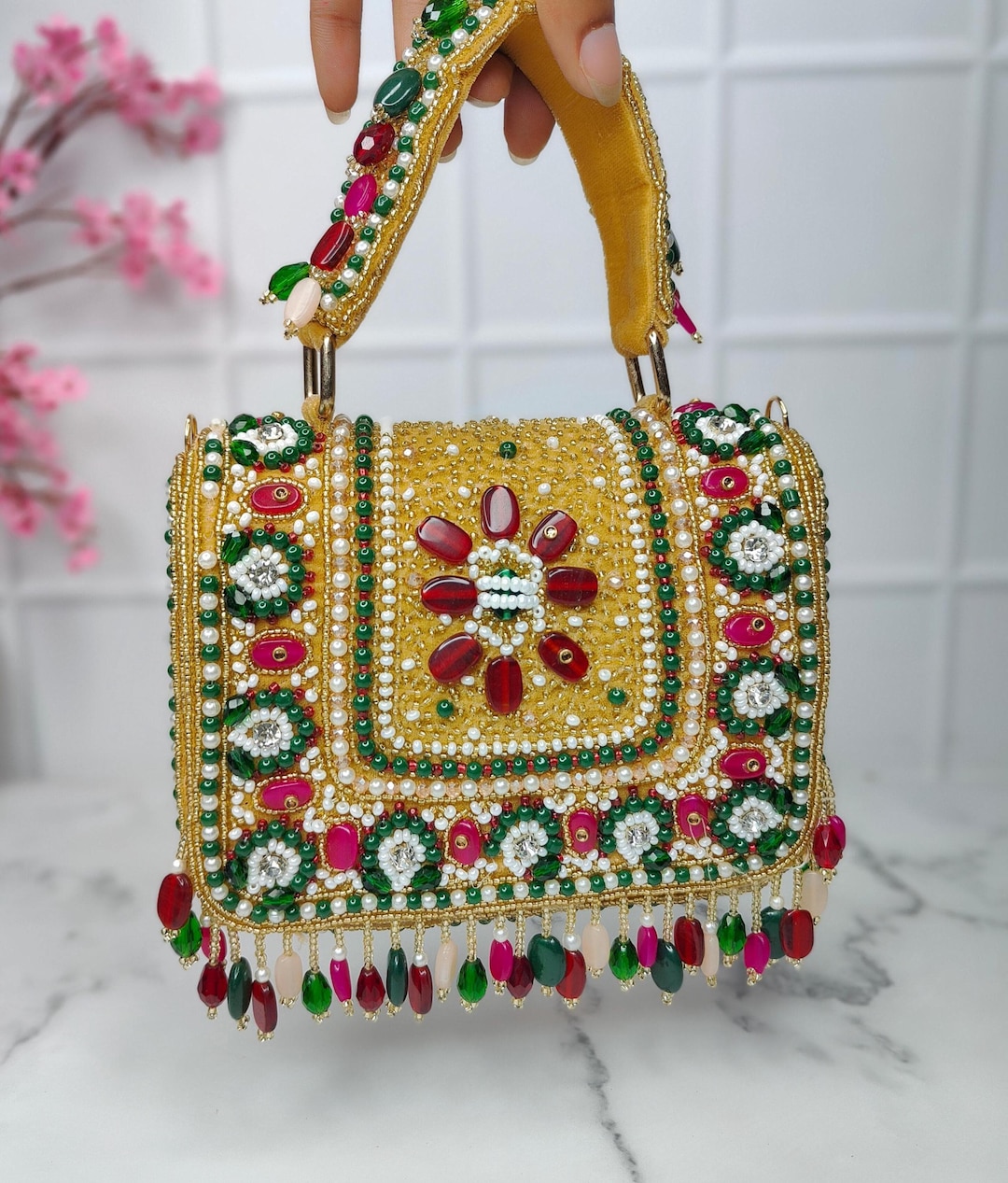Mini Multi Embroidered MDF Clutch Bag Handmade Partywear Embroidered ...