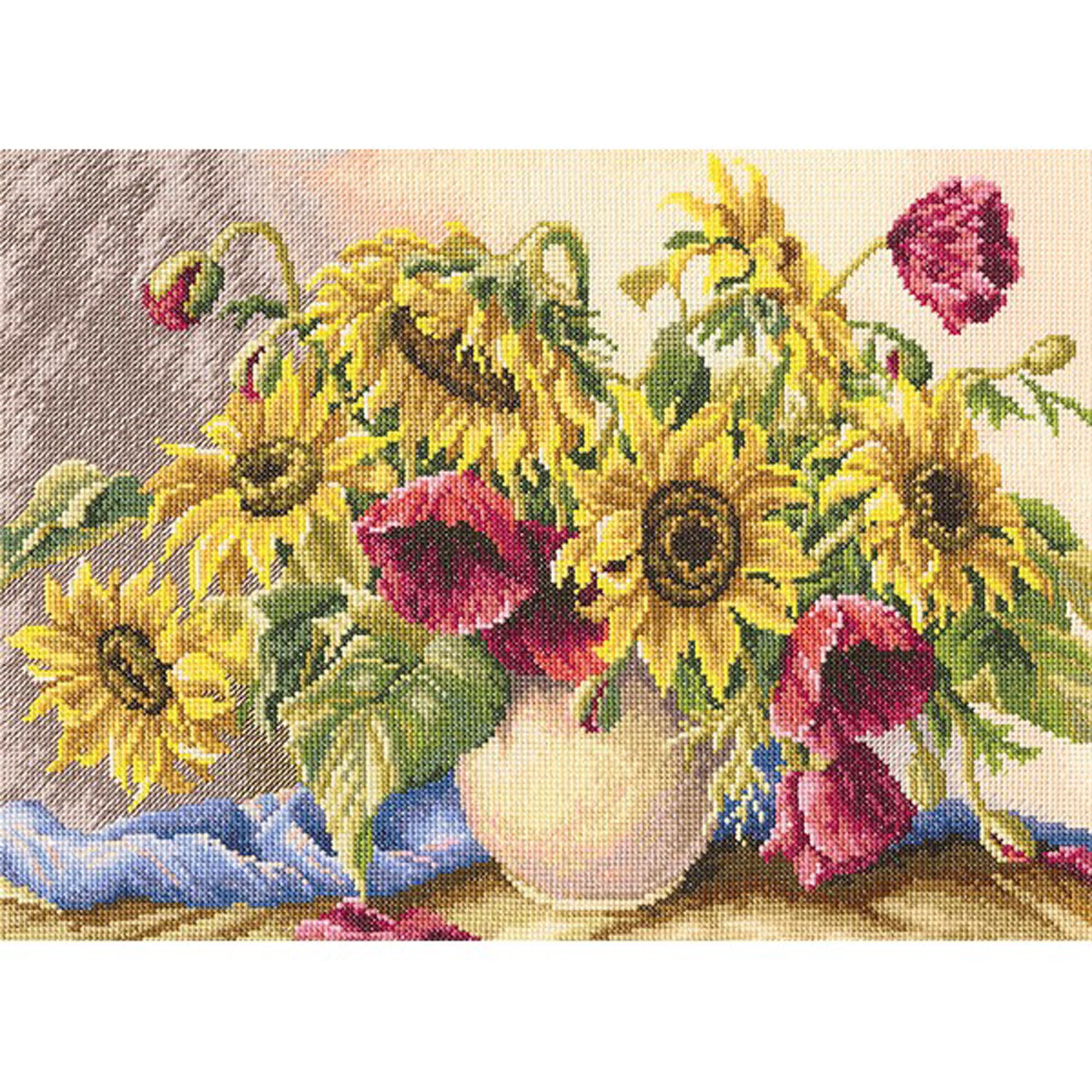 Sunflower Cross Stitch Kit Poppy Counted Cross Stitch Kit Flor | Etsy