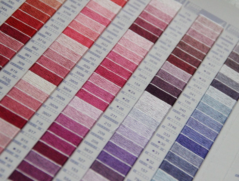 DMC Floss Color Chart 500 Real Thread DMC Needlework Threads | Etsy