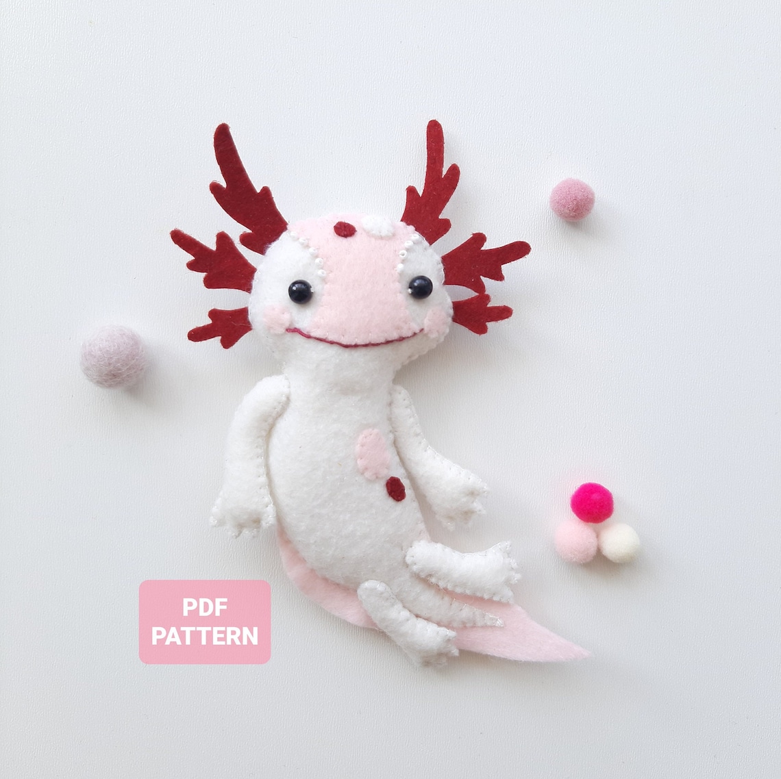 Axolotl Pattern Felt Sewing Axolotl Ornament DIY Plush PDF | Etsy