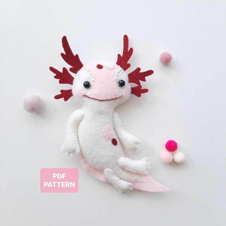 Axolotl Pattern Felt Sewing Axolotl Ornament DIY Plush PDF - Etsy