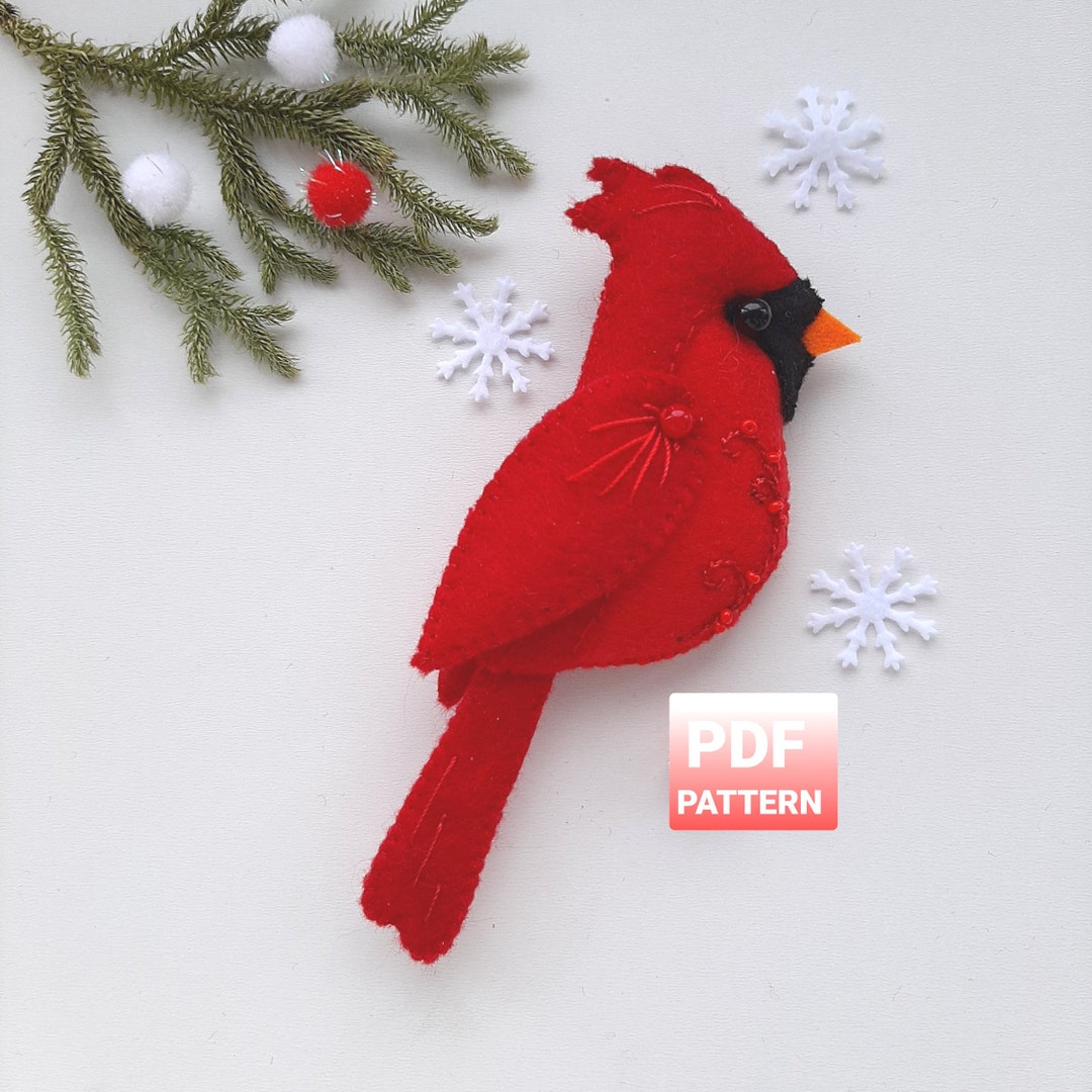 Red Cardinal Winter Decor Cardinal Ornament Pattern Pdf Cardinal Sewing ...