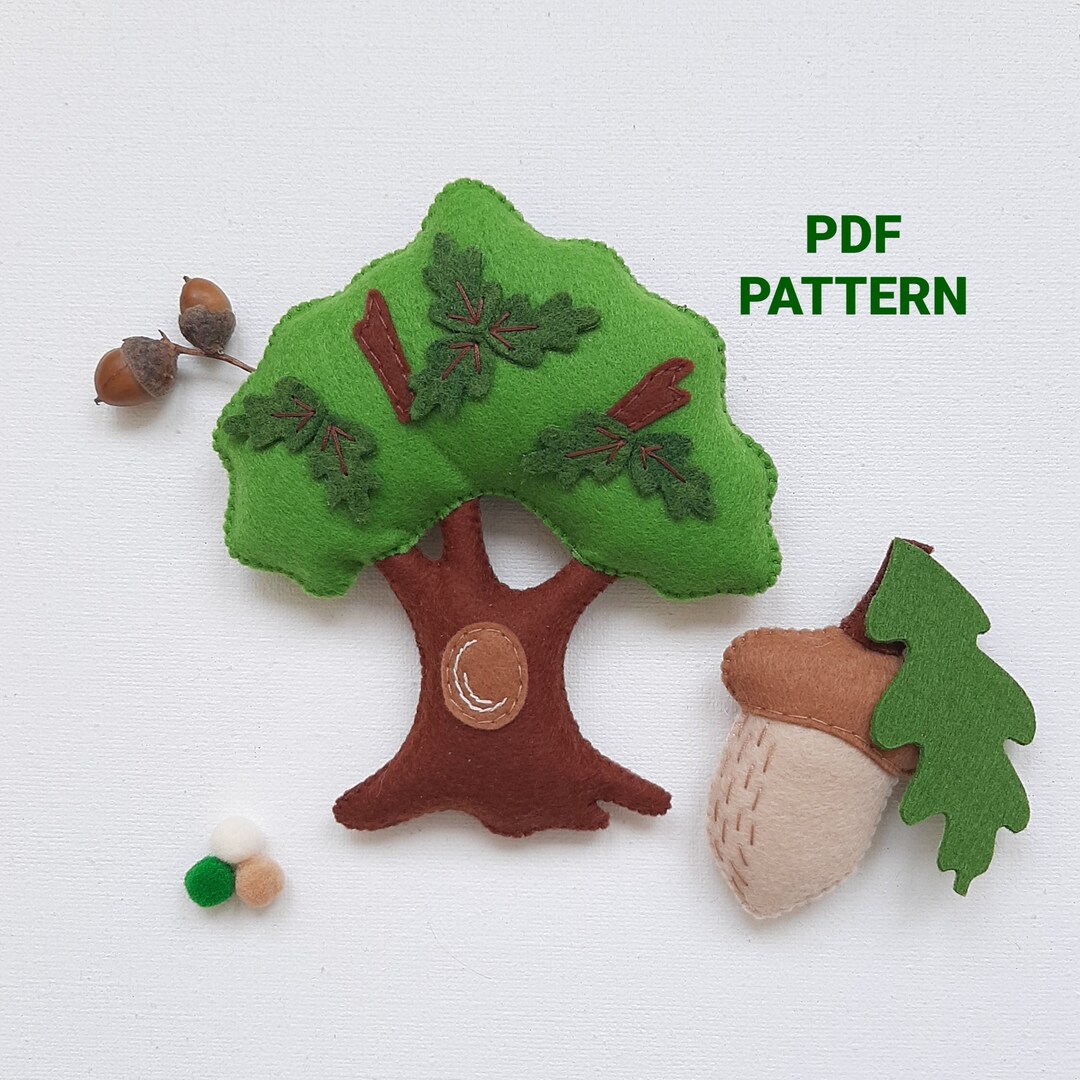PDF Oak and Acorn PATTERN, Felt Ornament, Woodland Sewing Pattern, Baby ...