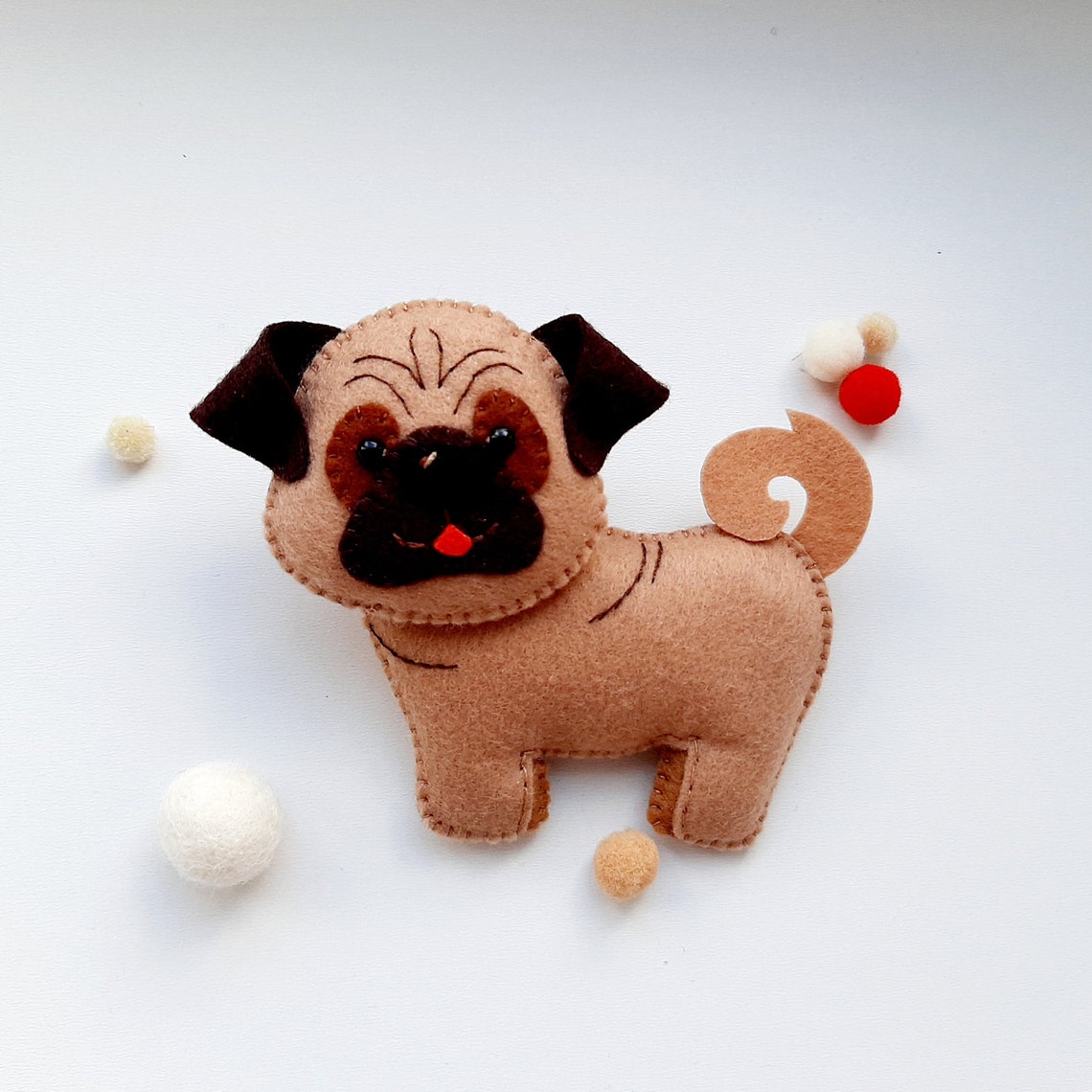 Pug Pdf Pattern Felt Sewing Pug Ornament Pdf Pattern Gifts for - Etsy