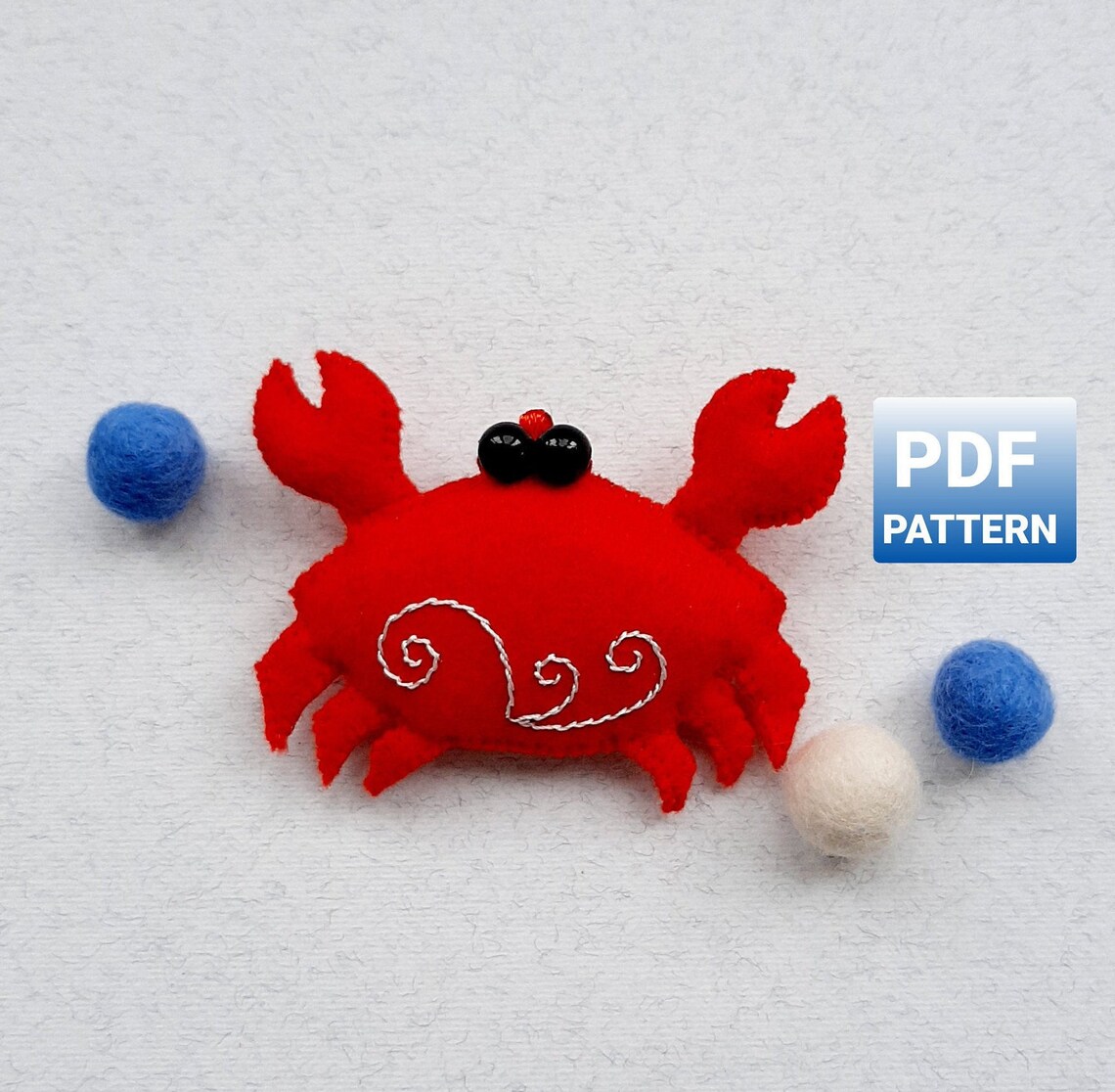 Crab Pattern. Felt Ornament. Ocean Pattern. Ornaments Crab. | Etsy