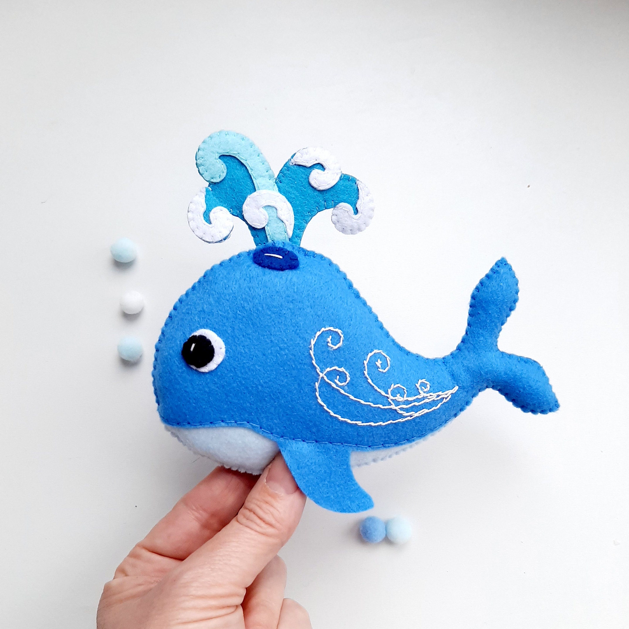 Whale Pattern Felt Sewing PDF Download Ocean Whale Ornament DIY Plush ...