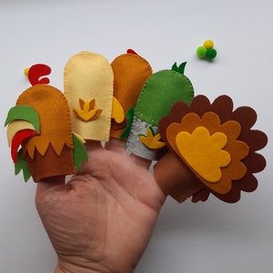 Farm Animal Finger Puppets Pattern, Felt Hen, Rooster, Chick, Turkey ...