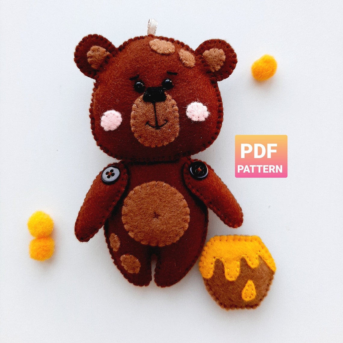 Felt Pattern Bear. Bear Pattern Felt Sewing. Brown Bear - Etsy