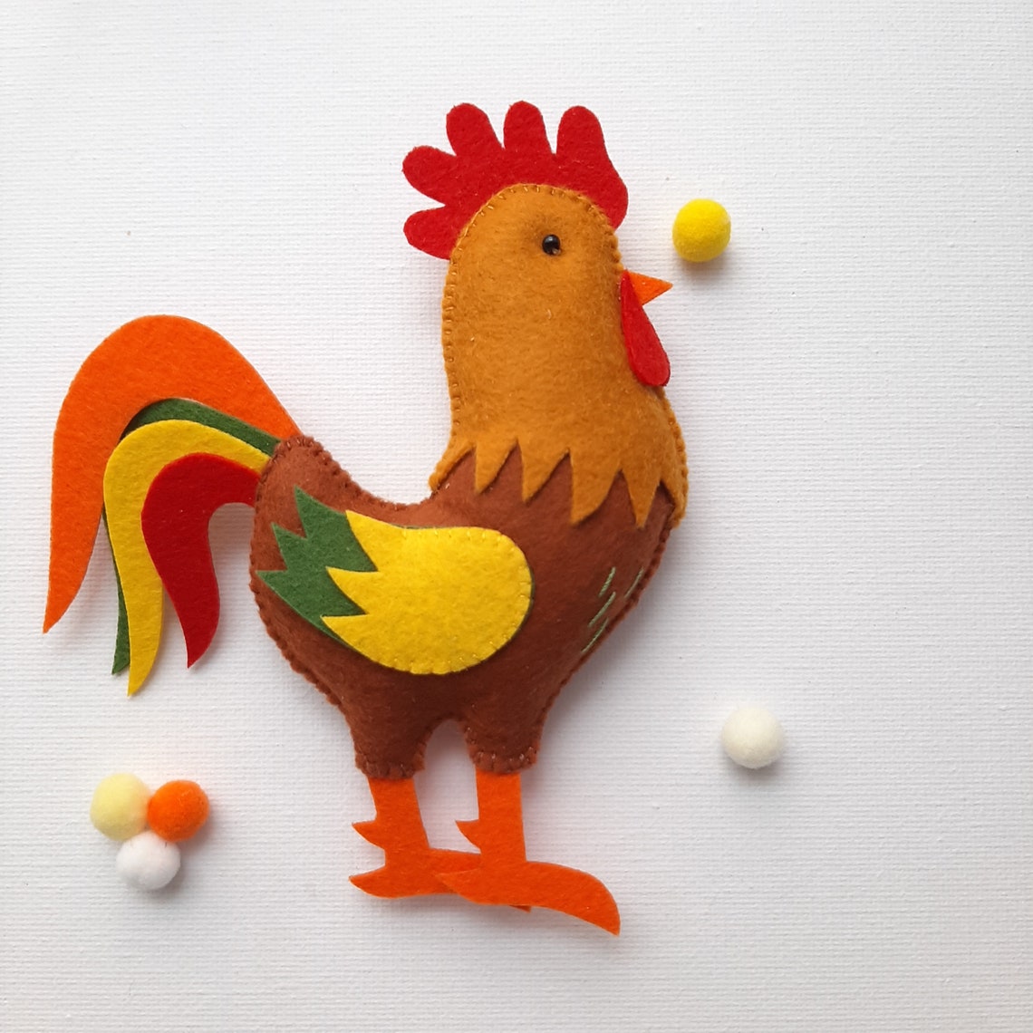 Rooster PDF, SVG Pattern, Rooster Felt Sewing Tutorial, Farm Animal ...
