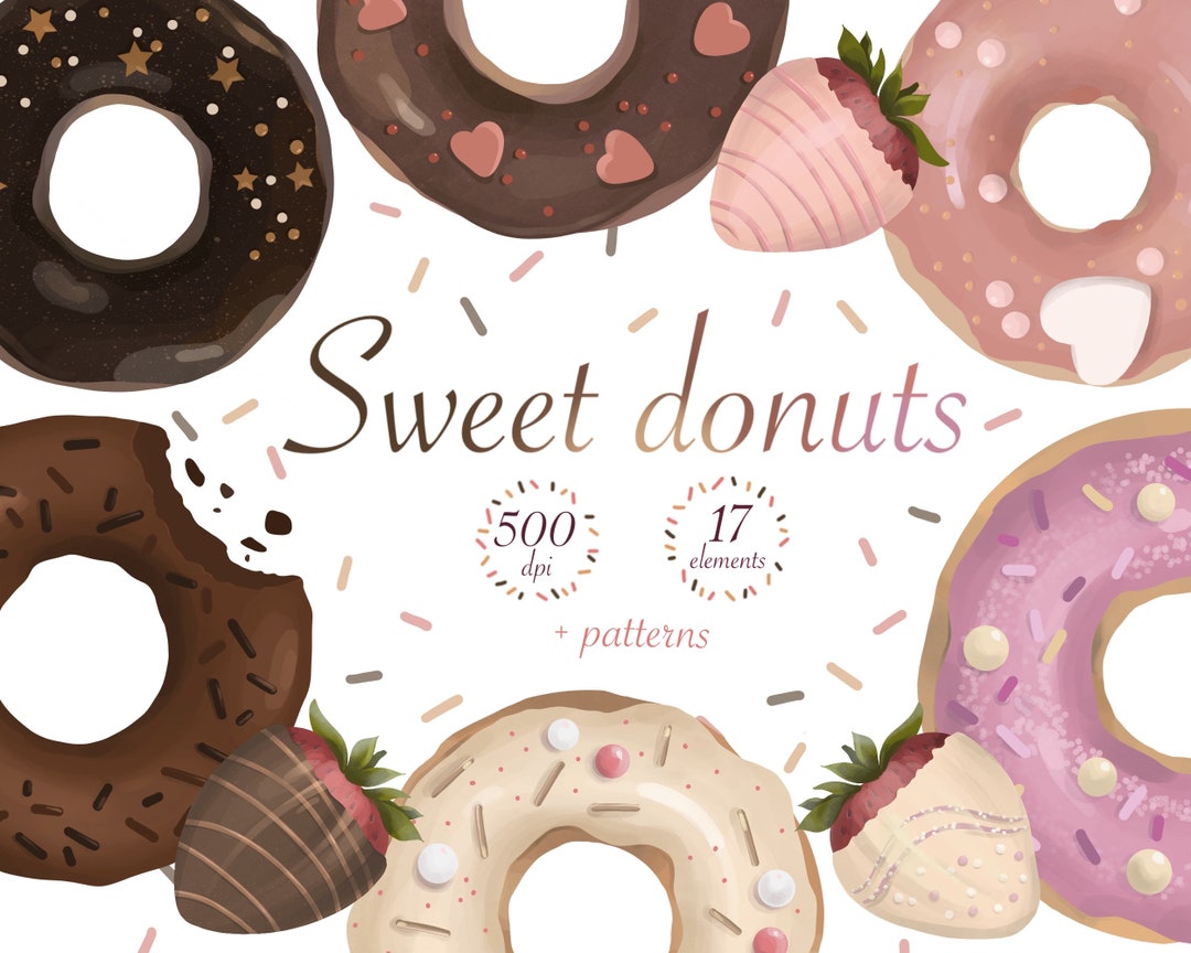 Donut Clipart, Sweet Chocolate Strawberry, Desert PNG, Sprinkles Donuts ...