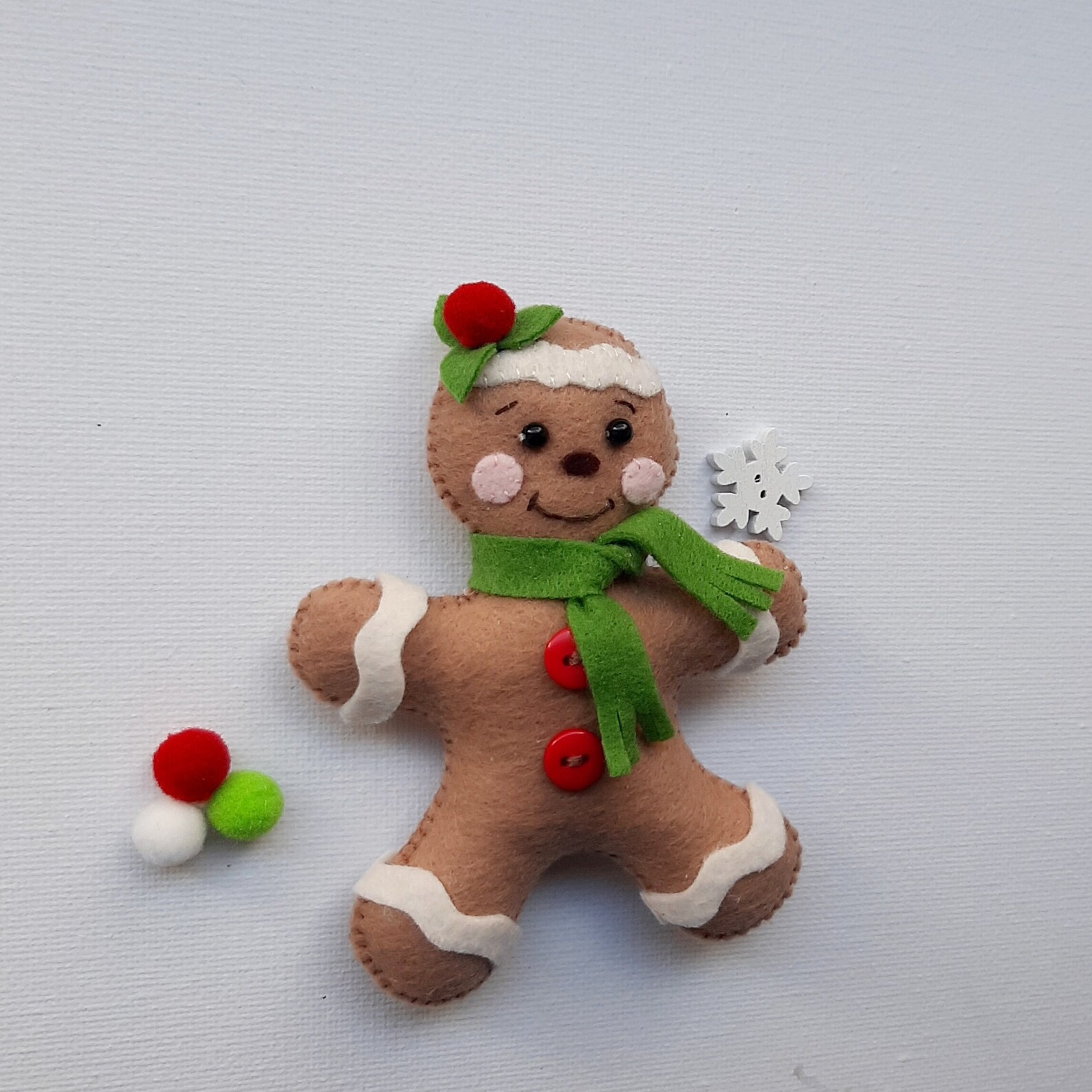 Gingerbread Man Sewing Pattern, Christmas Felt Ornaments Template, DIY ...