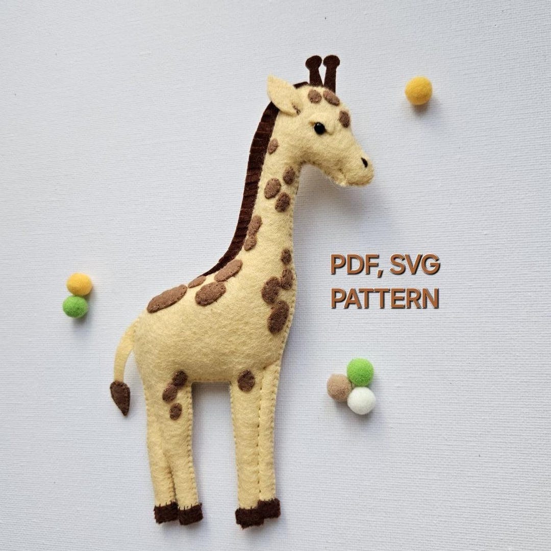 Giraffe PDF, SVG Pattern, Felt Giraffe Sewing Tutorial, Safari Animal Ornament DIY Plush, Baby ...