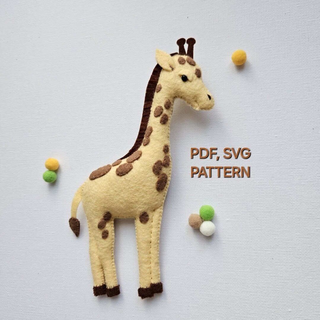 Giraffe PDF, SVG Pattern, Felt Giraffe Sewing Tutorial, Safari Animal Ornament DIY Plush, Baby ...