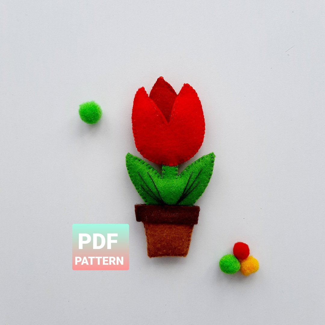 Spring Tulip Pdf Felt Flower Pattern Flower Template Plush Toy Sewing ...