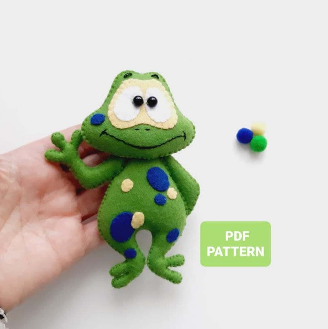 Frog Pdf Pattern Ornament Cute Frog Felt Toy Sewing PDF Green - Etsy