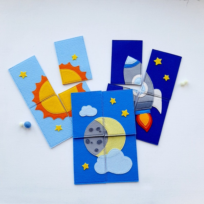 Felt Space Puzzles, Educational Toys, Rocket Moon Sun Astronaut Earth ...