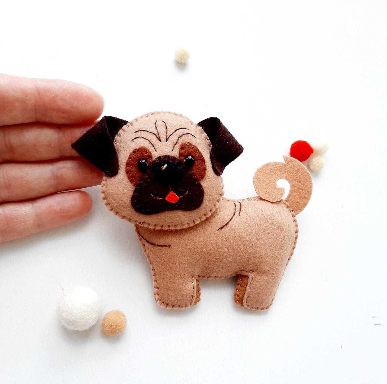 Pug Pdf Pattern Felt Sewing Pug Ornament Pdf Pattern Gifts for - Etsy UK