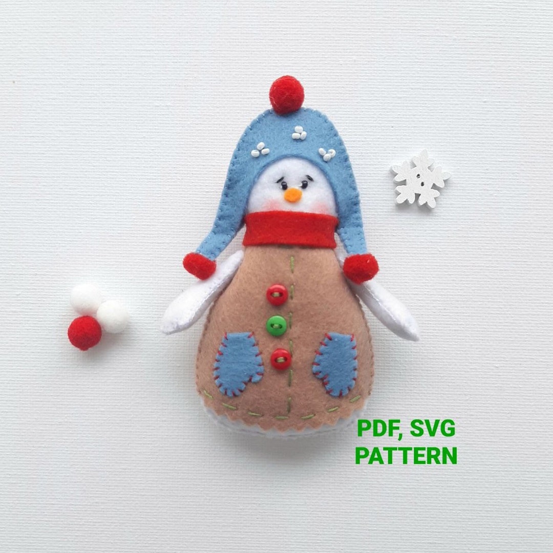 Snowman Sewing Pattern PDF, Felt Tree Toy SVG, Christmas Ornament ...