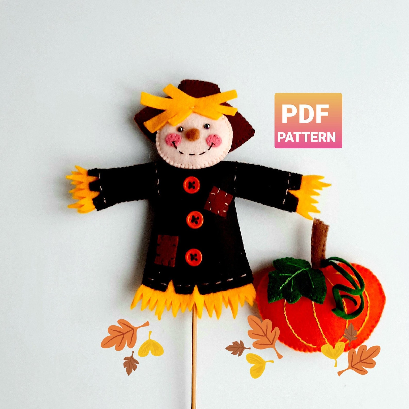 Scarecrow Pattern Felt Sewing Fall Scarecrow Pumpkin Ornament - Etsy