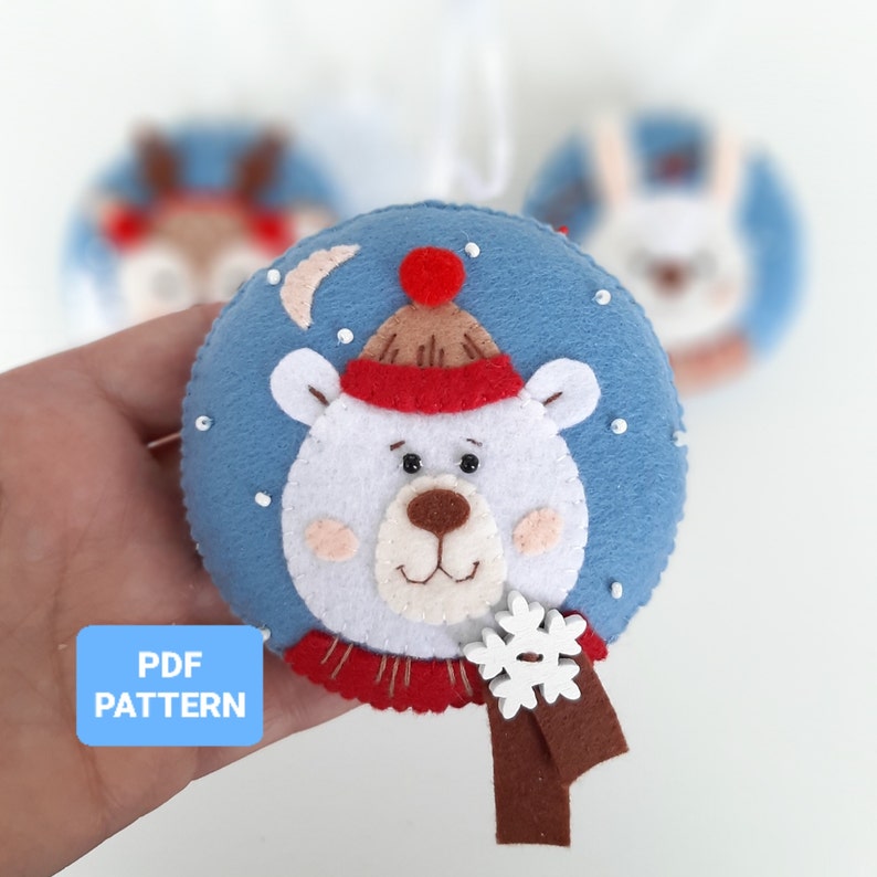 Deer Bear Bunny Felt Sewing Pattern PDF/ Christmas Ornaments Patterns ...