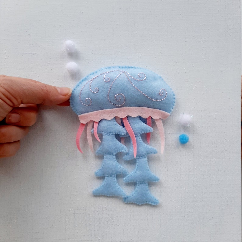 Jellyfish Pdf Pattern Felt Garland Sea Life Felt Jellyfish Ornament ...