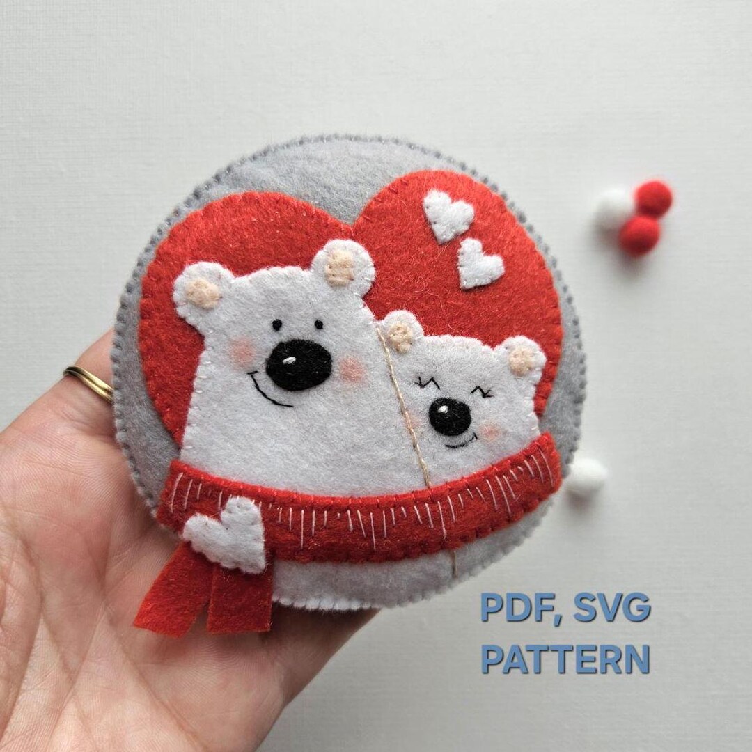 Bear Couple Felt Pattern PDF SVG, Bear Family Easy Sewing Pattern ...