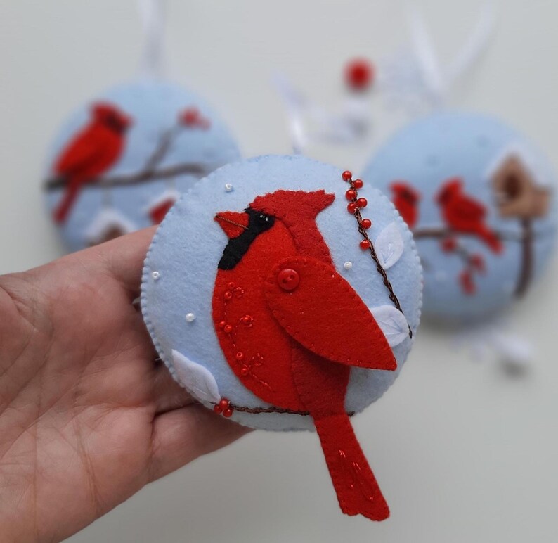 Set Red Cardinal PDF, SVG Pattern, Felt Winter Bird Easy Sewing Pattern ...