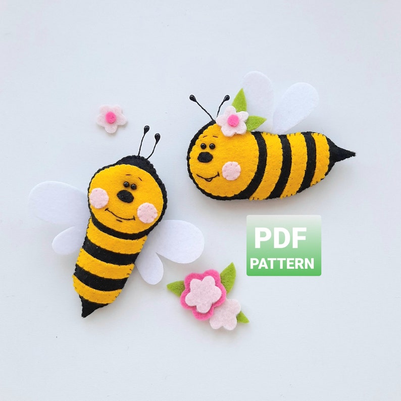 Cute Bumble Bee Felt Sewing Pattern PDF/SVG Bumble Bee Accessories Soft ...