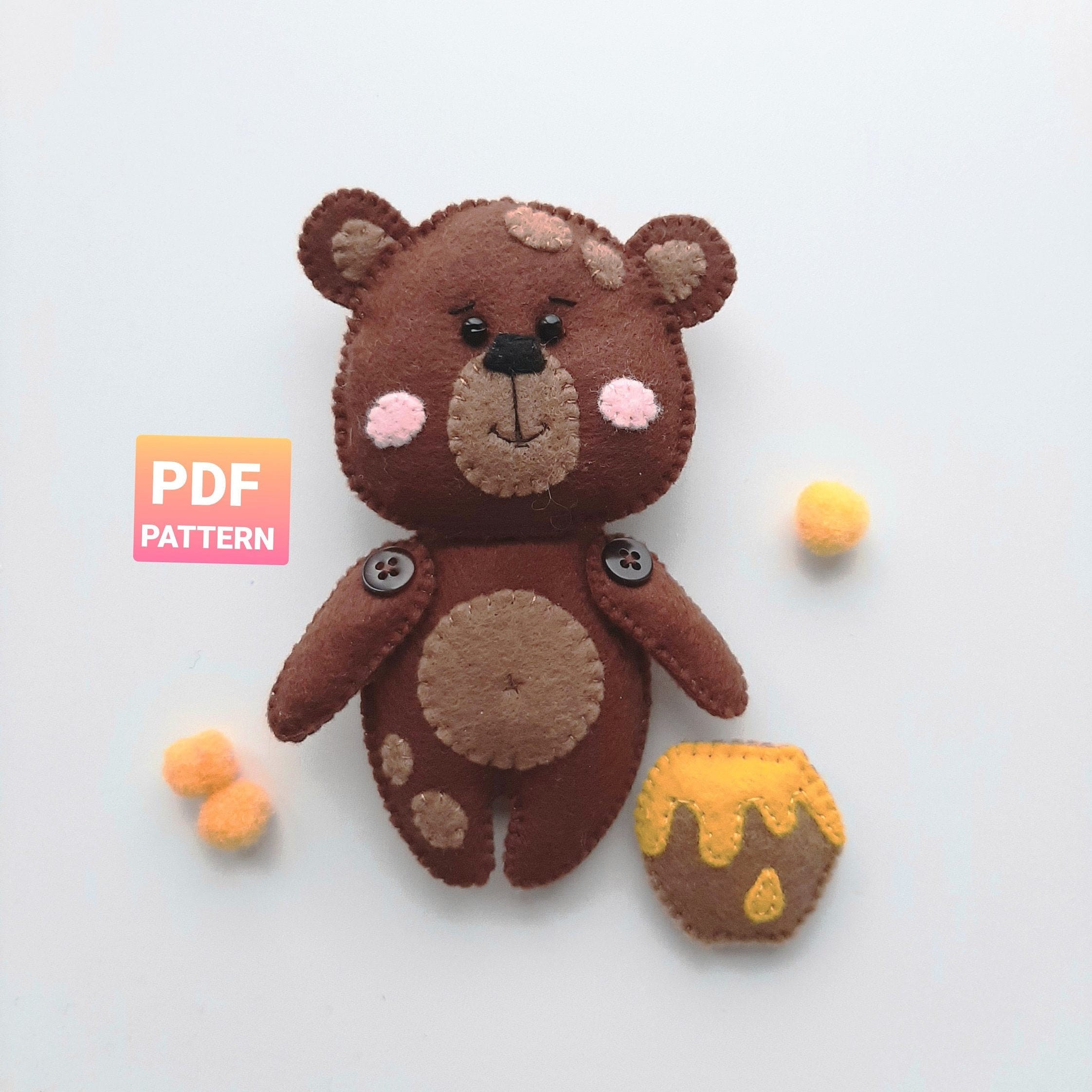Felt Pattern Bear. Bear Pattern Felt Sewing. Brown Bear - Etsy