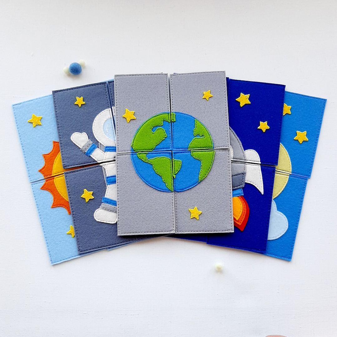 Felt Space Puzzles, Educational Toys, Rocket Moon Sun Astronaut Earth ...