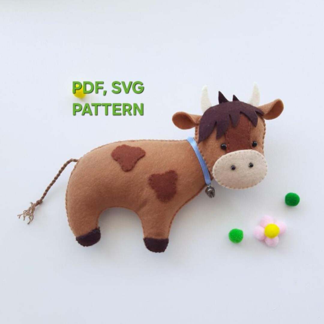 Bull Felt Pattern, Farm Animal PDF SVG Pattern, Highland Cow Sewing ...