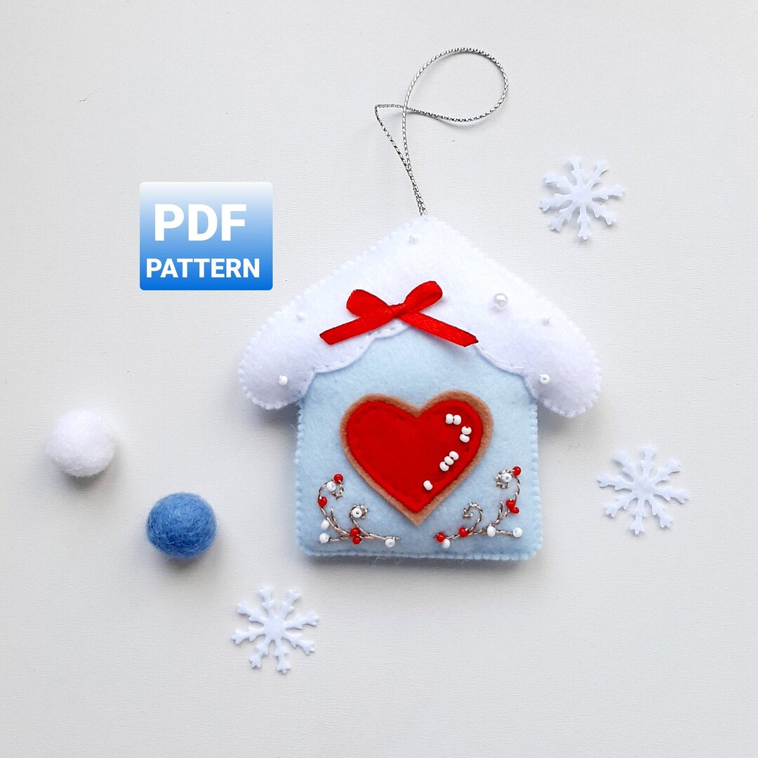 Easy Winter House Sewing Pattern Blue House Pdf Pattern Scandinavian ...