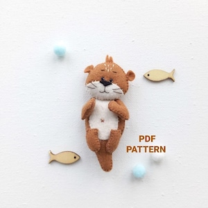 Baby Otter Felt Sewing Pattern, Sea Otter Ornament DIY, Baby Crib ...