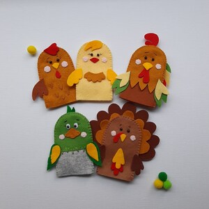 Farm Animal Finger Puppets Pattern, Felt Hen, Rooster, Chick, Turkey ...