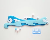 Blue Wave Pattern Felt PDF Sewing Patterns Download Ocean Wave - Etsy