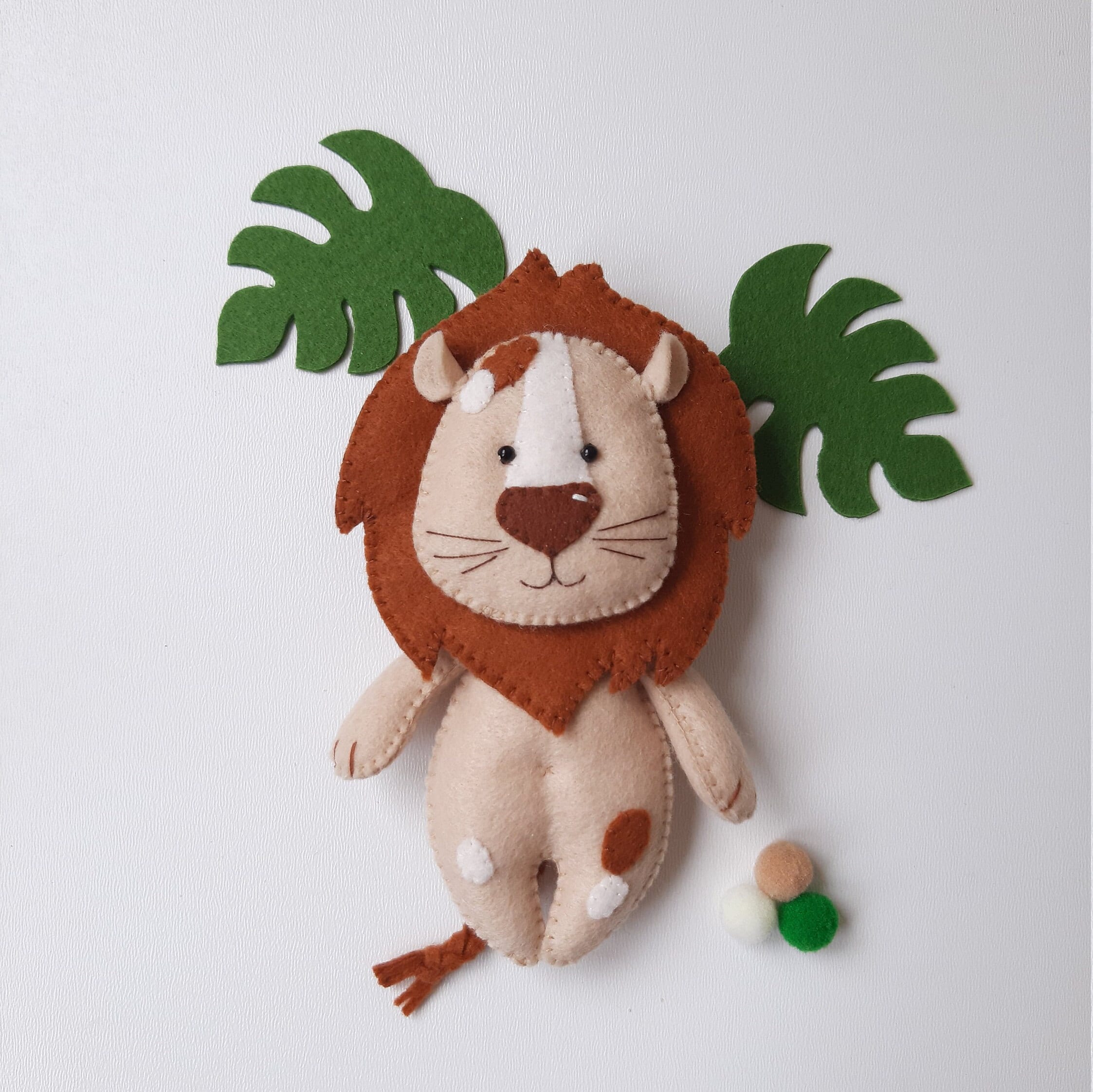 Lion Pattern Felt Sewing Safari Ornament DIY Plush PDF Pattern - Etsy
