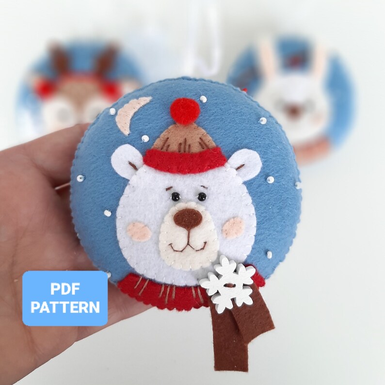 Bear Felt Pattern Christmas Ornaments PDF Pattern Felt - Etsy