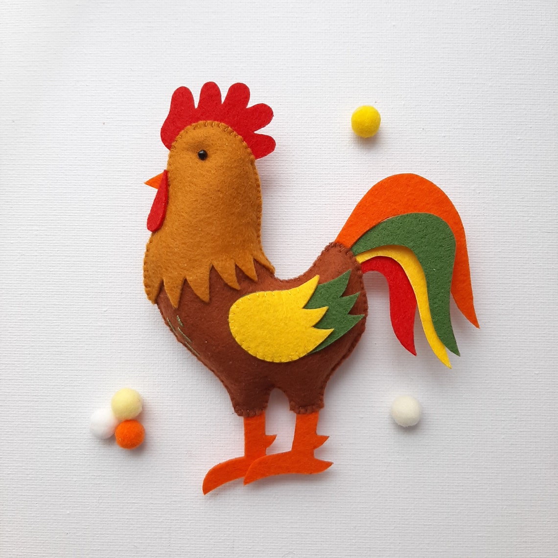Rooster PDF, SVG Pattern, Rooster Felt Sewing Tutorial, Farm Animal ...
