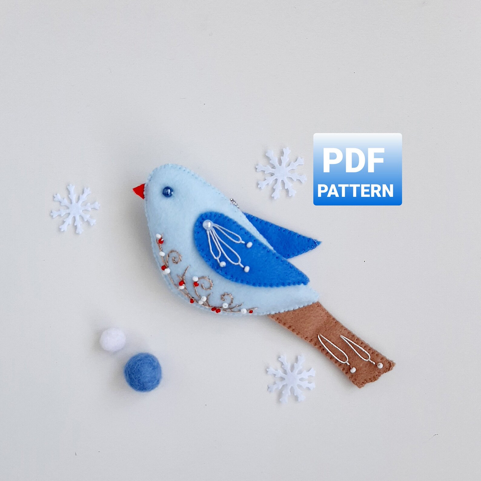 Blue Bird Easy Pdf Pattern Bird Sewing Pattern Pdf - Etsy