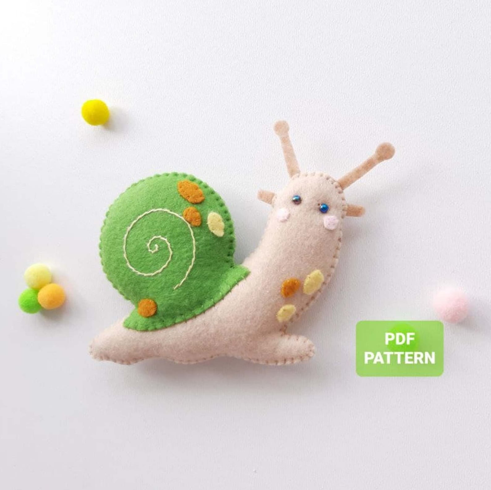 Snail Sewing Pattern Felt Animal Pattern Cute Snail Doll Pdf Pattern ...